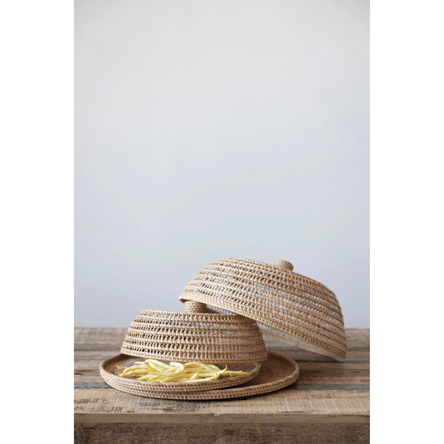 Hand-Woven Rattan Trays with Rattan Food Covers, Set of 2 – Nigh Road